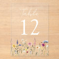 Elegant Wildflower Meadow Acrylic Table Number | Zazzle