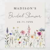 Elegant Wildflower Meadow Cream Bridal Shower Wine Label | Zazzle