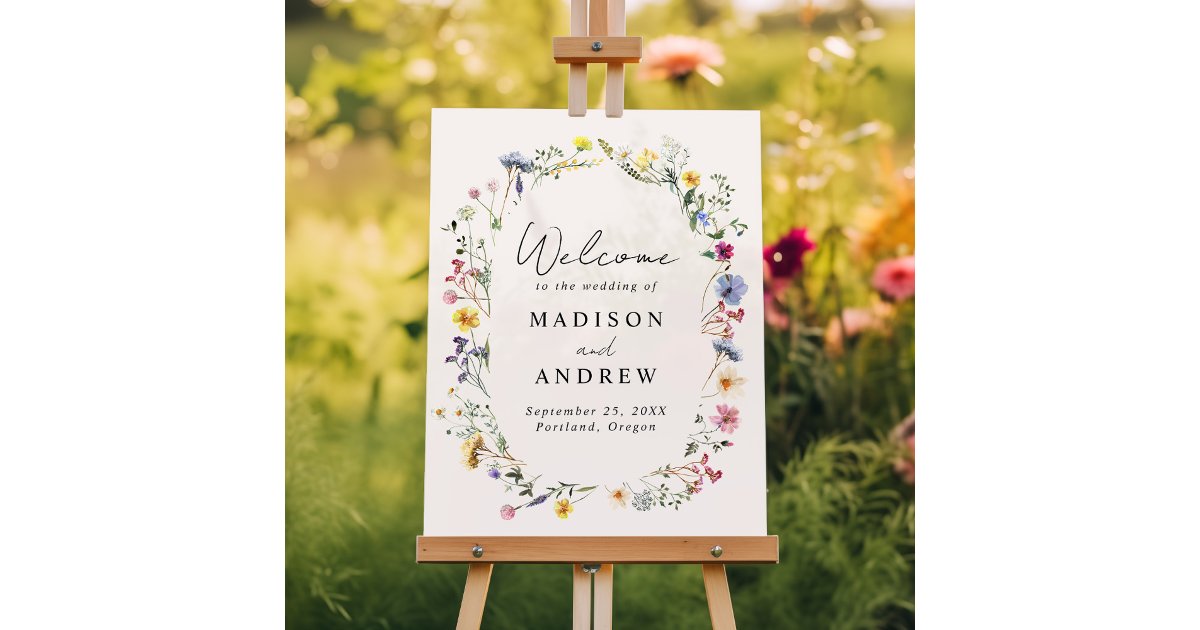 Elegant Wildflower Meadow Cream Wedding Welcome Acrylic Sign | Zazzle