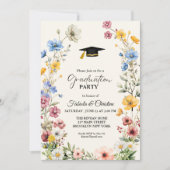 Elegant Wildflower Meadow Garden Twin Graduation Invitation | Zazzle