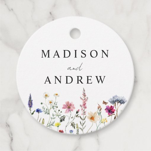 Elegant Wildflower Meadow Wedding Favor Tags | Zazzle