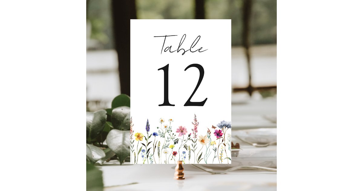 Elegant Wildflower Meadow Wedding Table Number | Zazzle