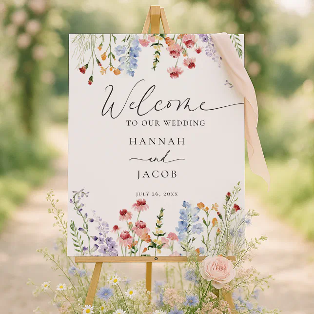 Elegant Wildflower Meadow Wedding Welcome Sign | Zazzle