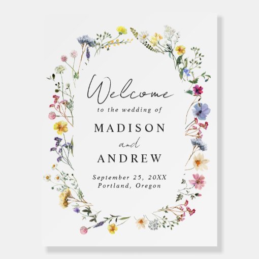 Elegant Wildflower Meadow Wedding Welcome Sign | Zazzle