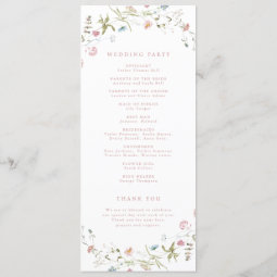 Elegant Wildflower Rustic Boho Wedding Program | Zazzle