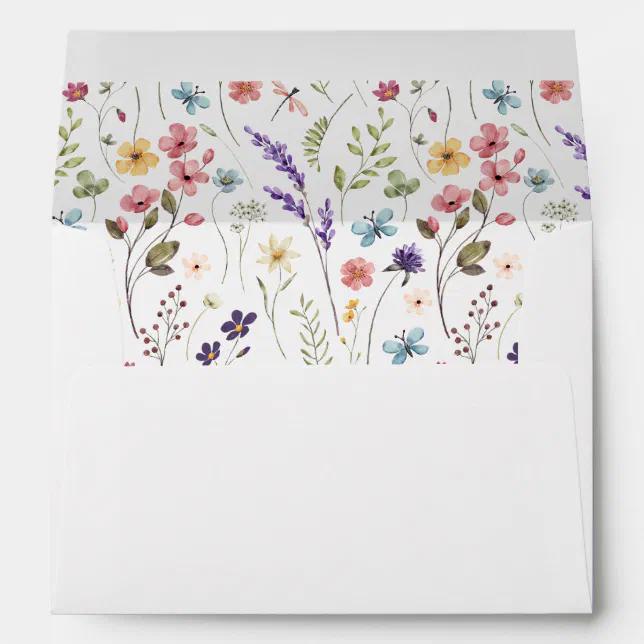 Elegant Wildflower Spring Summer Floral Wedding Envelope | Zazzle