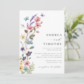 Elegant Wildflower Spring Summer Monogram Wedding Invitation | Zazzle