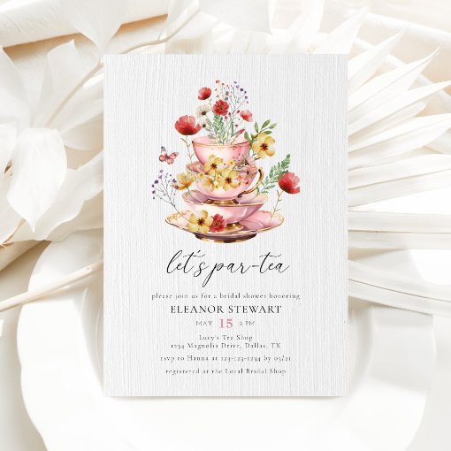 Elegant Wildflower Tea Party Bridal Shower Invitation | Zazzle