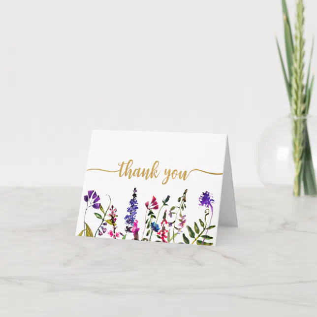 Elegant wildflower thank you | Zazzle
