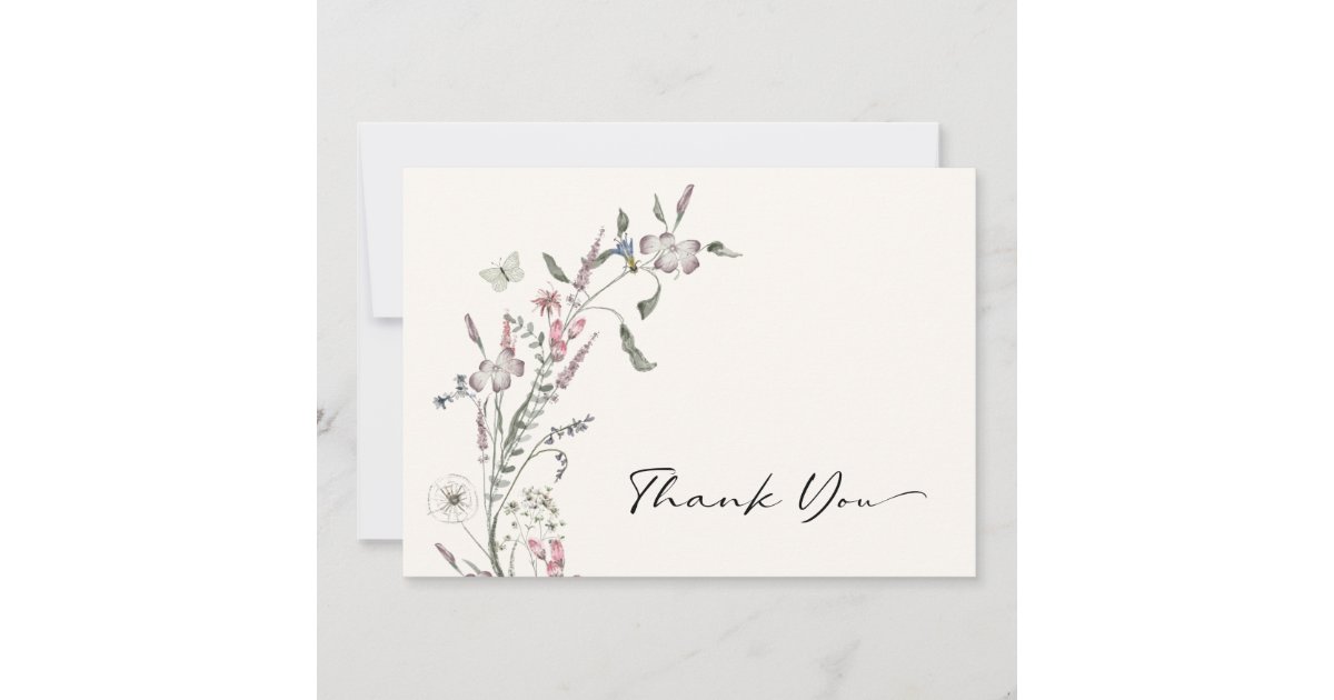 Elegant Wildflower Thank You Card | Zazzle