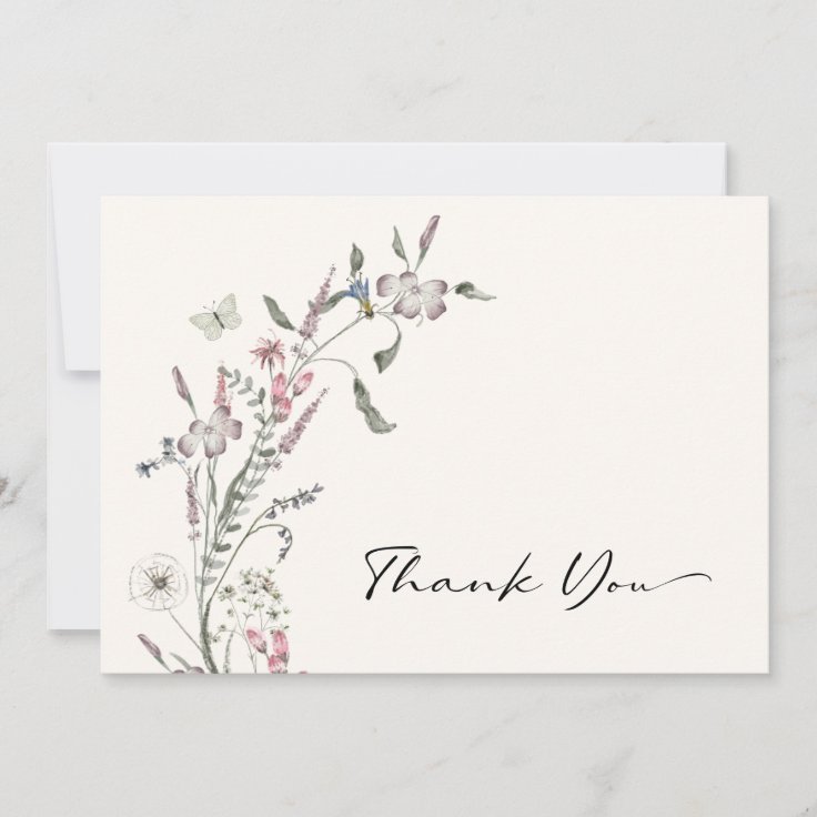 Elegant Wildflower Thank You Card | Zazzle