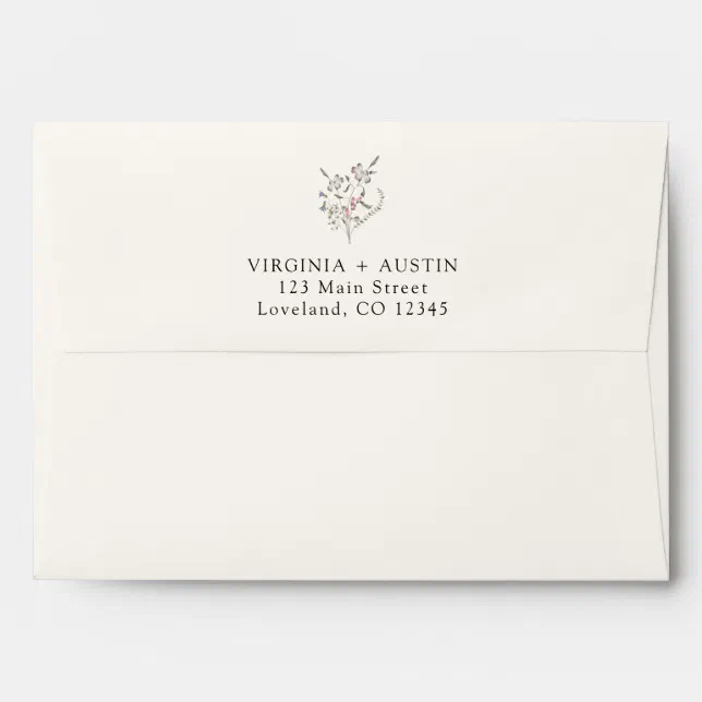 Elegant Wildflower Wedding Envelope | Zazzle