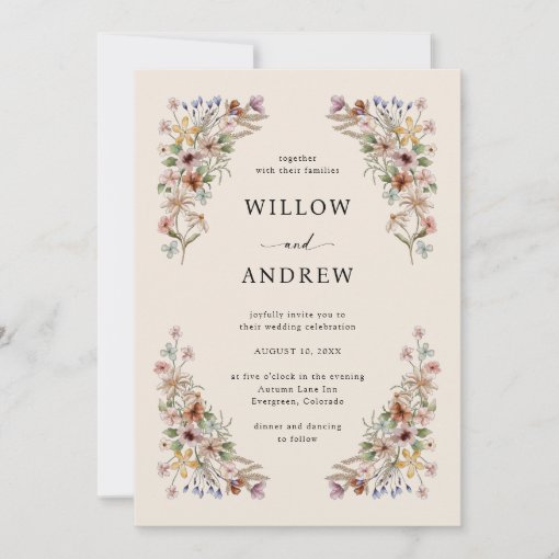 Elegant Wildflower Wedding Invitation | Zazzle
