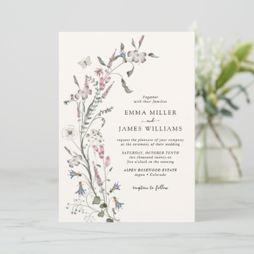 Elegant Wildflower Wedding Invitation | Zazzle