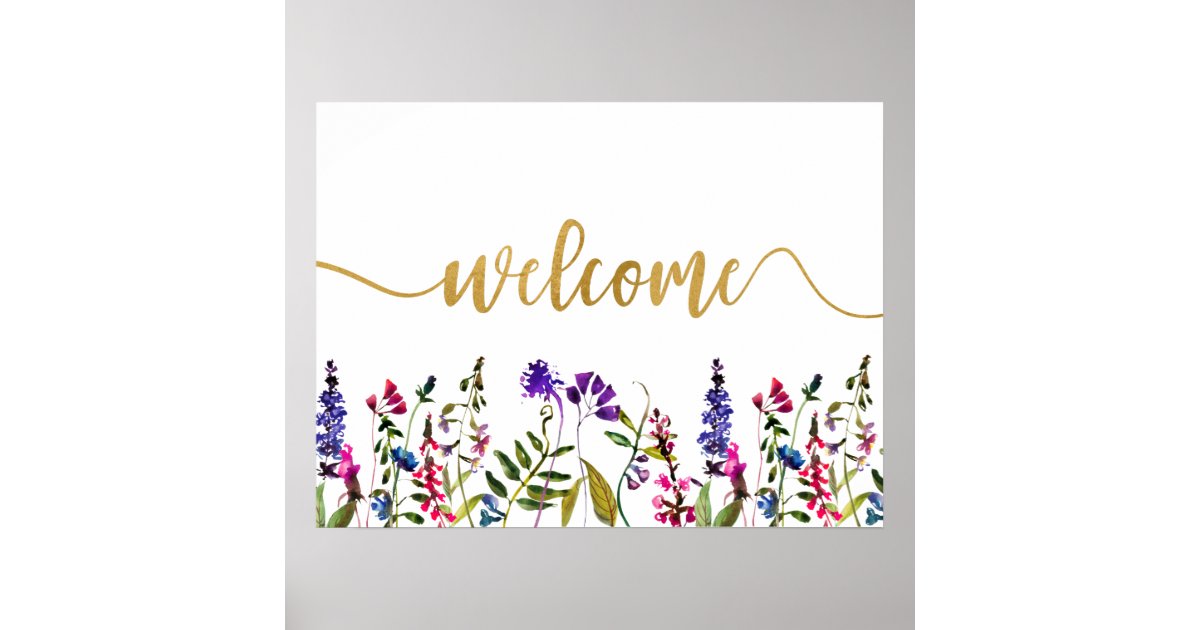 Elegant wildflower welcome sign | Zazzle