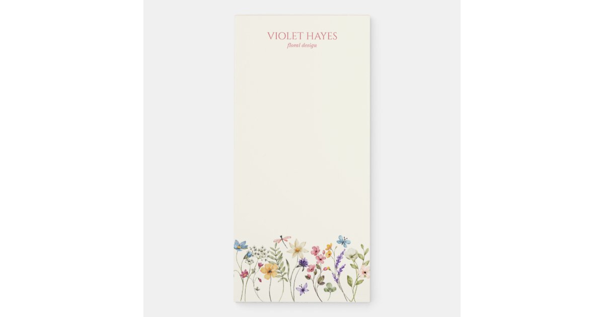 Elegant Wildflower Wild Flower Floral Custom Magnetic Notepad | Zazzle