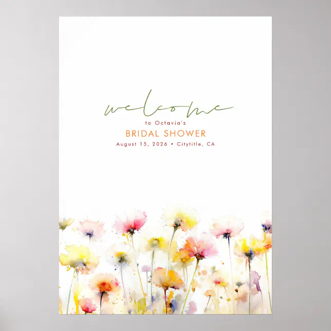 Elegant Wildflowers Boho Welcome Sign | Zazzle