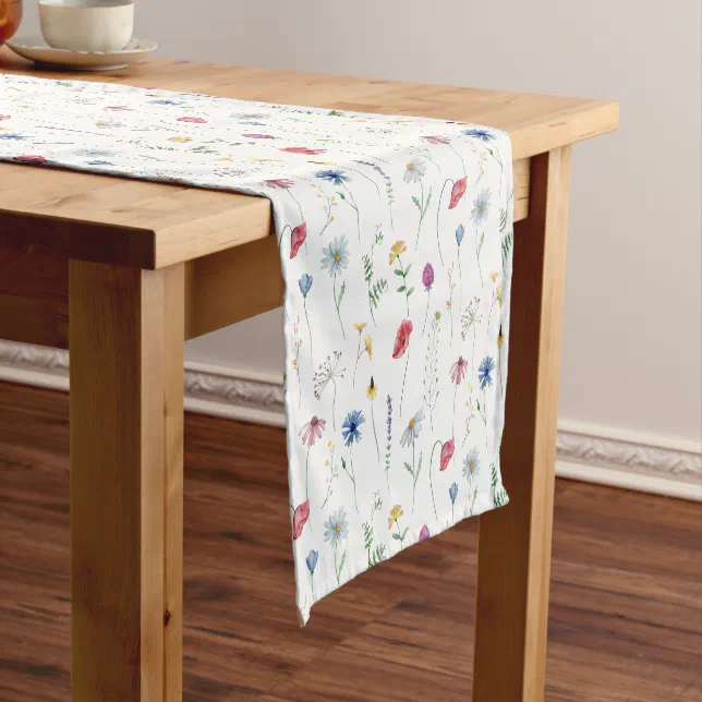 Elegant Wildflowers Short Table Runner | Zazzle