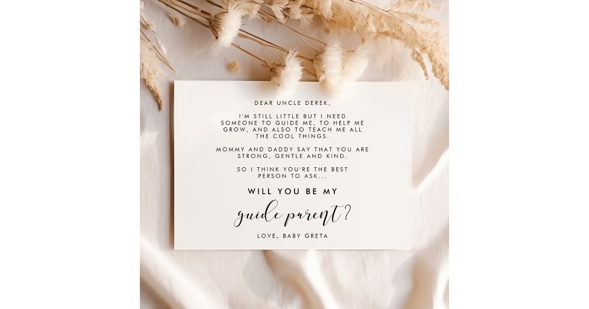Elegant Will you be my guide parent card | Zazzle