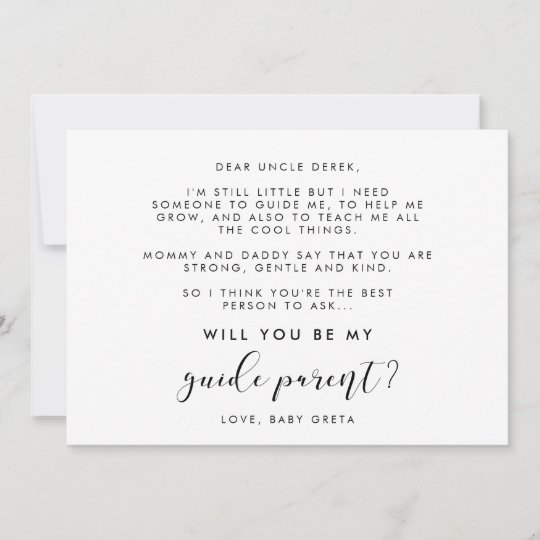 Elegant Will you be my guide parent card | Zazzle.com