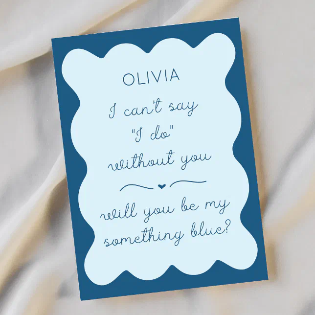 Elegant Will You Be My Something Blue? Bridesmaid Note Card | Zazzle