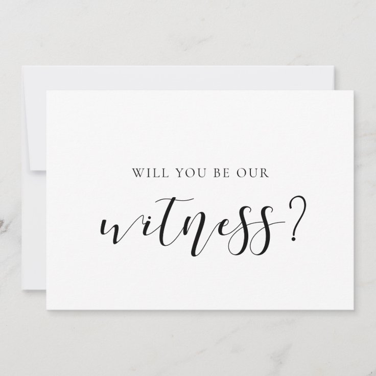 Elegant Will you be our witness proposal card | Zazzle