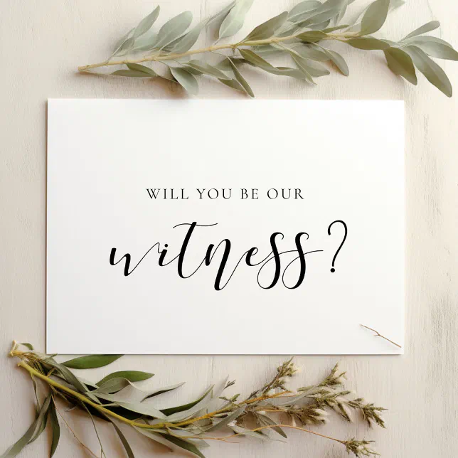 Elegant Will you be our witness proposal card | Zazzle