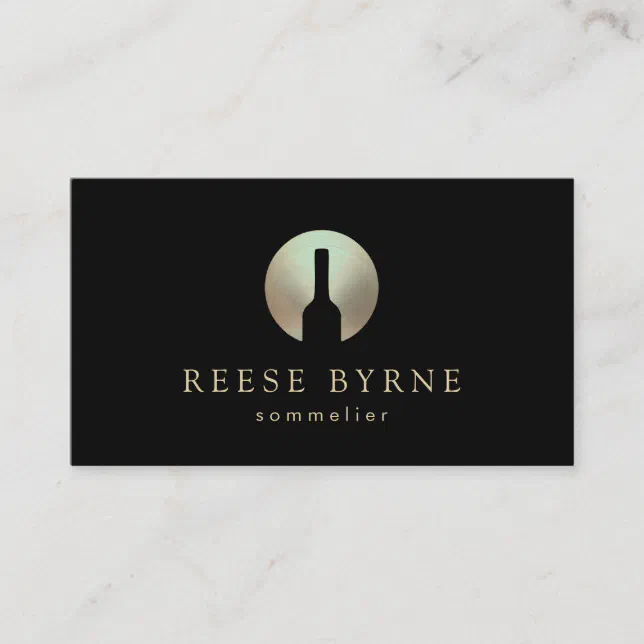 Elegant Wine Bottle Sommelier Logo Business Card | Zazzle