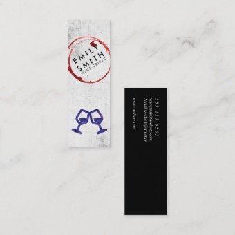 Elegant Wine Glass Rustic | Toast | Wine Stain Mini Business Card | Zazzle