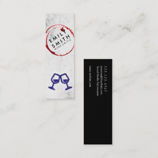 Elegant Wine Glass Rustic | Toast | Wine Stain Mini Business Card | Zazzle