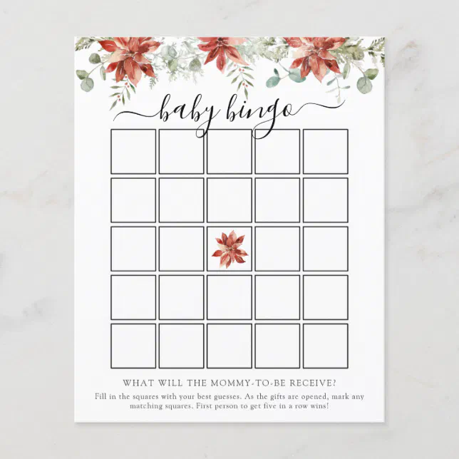 Elegant Winter Baby Shower Bingo Game Card | Zazzle