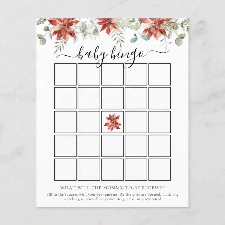 Elegant Winter Baby Shower Bingo Game Card | Zazzle