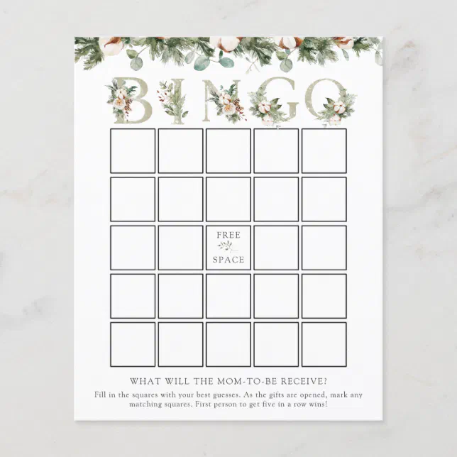 Elegant Winter Baby Shower Bingo Game Card | Zazzle