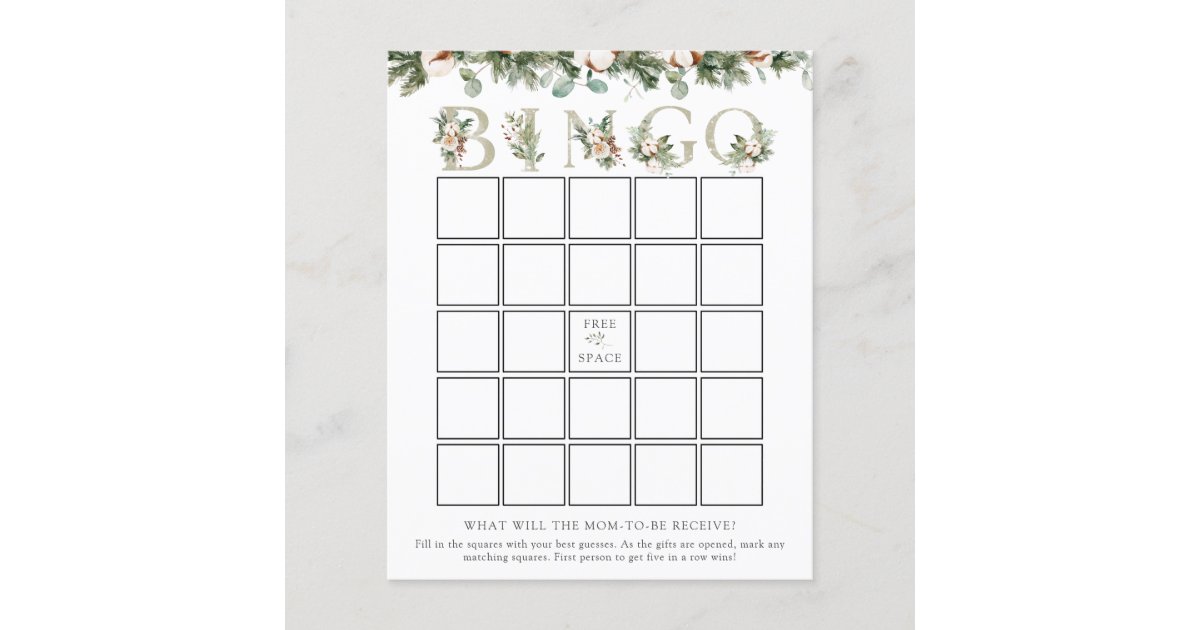 Elegant Winter Baby Shower Bingo Game Card | Zazzle