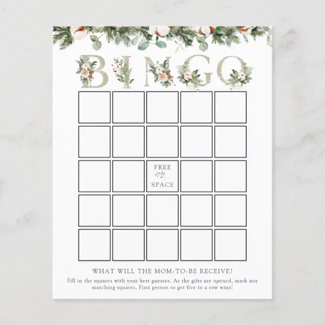 Elegant Winter Baby Shower Bingo Game Card | Zazzle