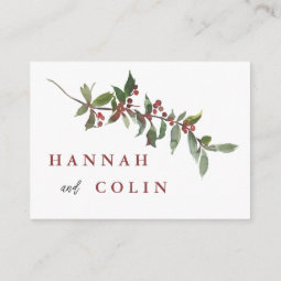 Elegant Winter Berries Red Green Web QR RSVP Enclosure Card | Zazzle