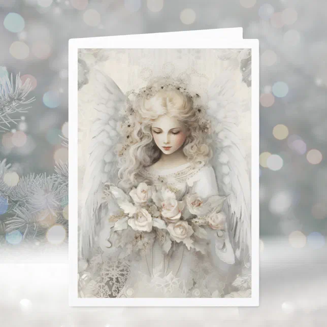 Elegant Winter Christmas Angel Holiday Card | Zazzle