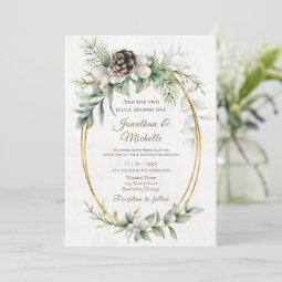Elegant Winter Christmas Floral Christian Wedding Invitation | Zazzle