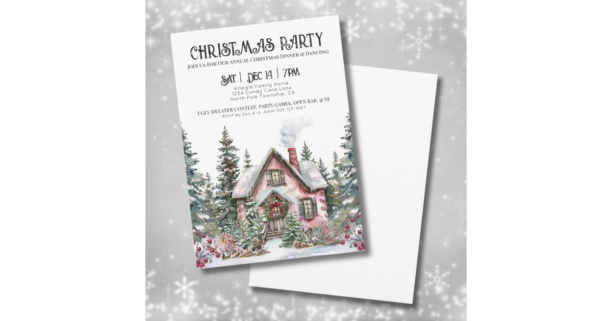 Elegant Winter Christmas Party Invitation | Zazzle