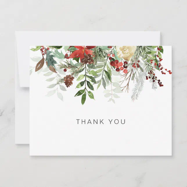 Elegant Winter Floral Beauty Thank You Note Cards | Zazzle