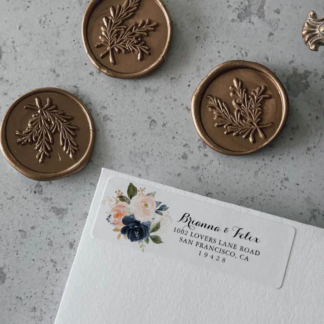 Elegant Winter Floral Calligraphy Return Address Label | Zazzle