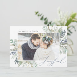 Elegant Winter Foliage Frame | Holiday Photo Card | Zazzle
