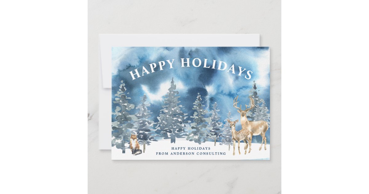 Elegant Winter Forest Business Holiday Card | Zazzle