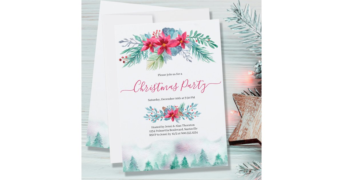Elegant Winter Forest Christmas Party Invitation | Zazzle