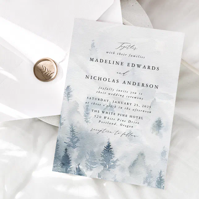 Elegant Winter Forest Wedding Invitation | Zazzle