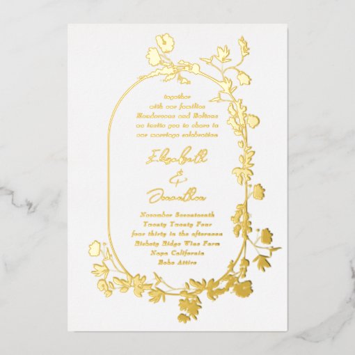 Elegant Winter Frame Wreath Floral Silver Foil Inv Foil Invitation | Zazzle