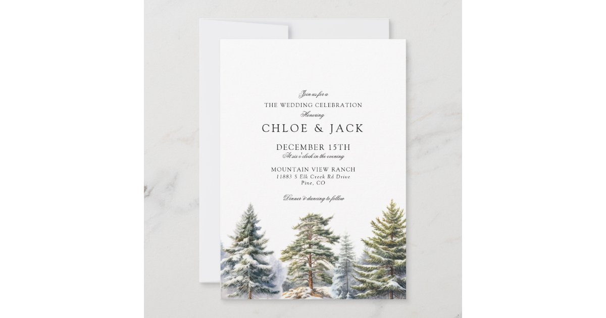 Elegant Winter Greenery Wedding Invitation | Zazzle