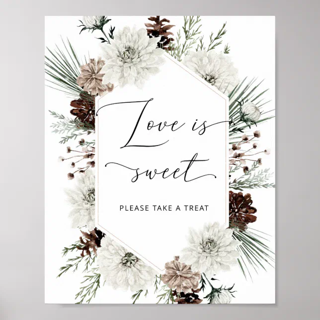 Elegant winter Love is sweet take a treat Poster | Zazzle