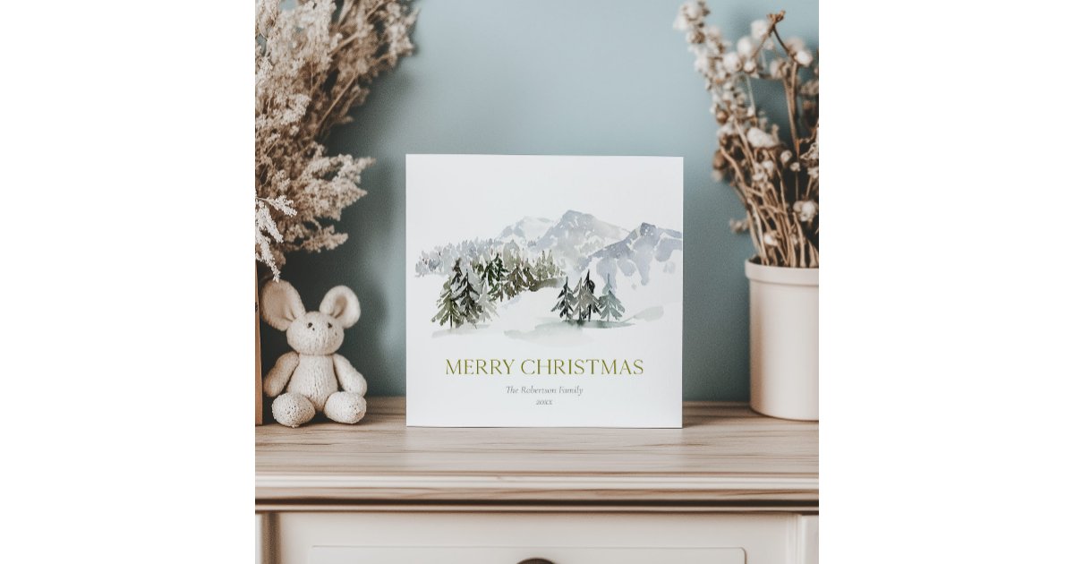 Elegant Winter Mountain Christmas Holiday Card | Zazzle