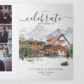 Elegant Winter Mountain Ski Chalet Wedding Tri-Fold Invitation | Zazzle